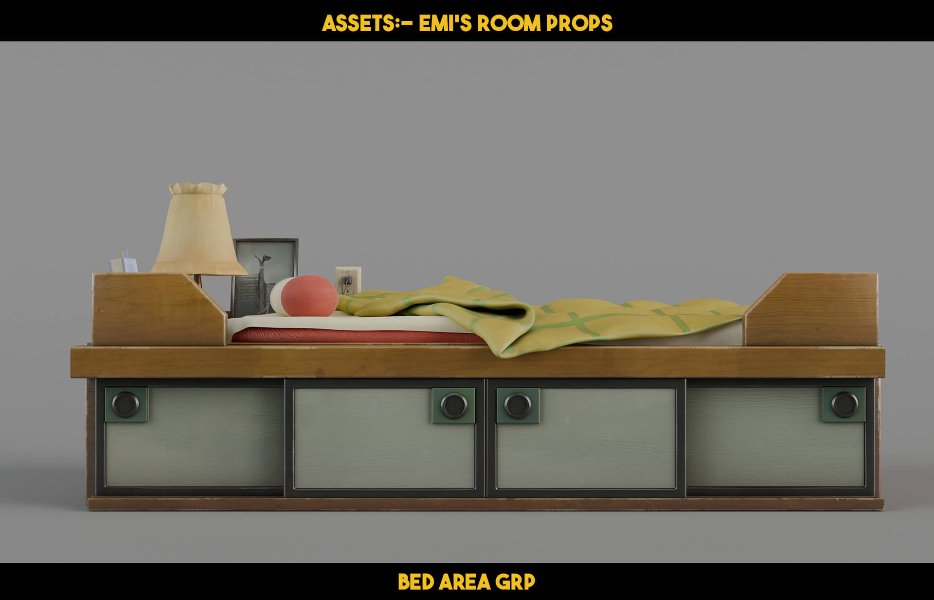 Emi's Room - Bed Area Props 3D Model by redrust