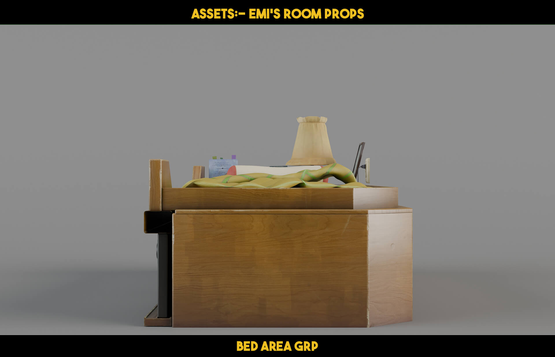 Emi's Room - Bed Area Props 3D Model by redrust