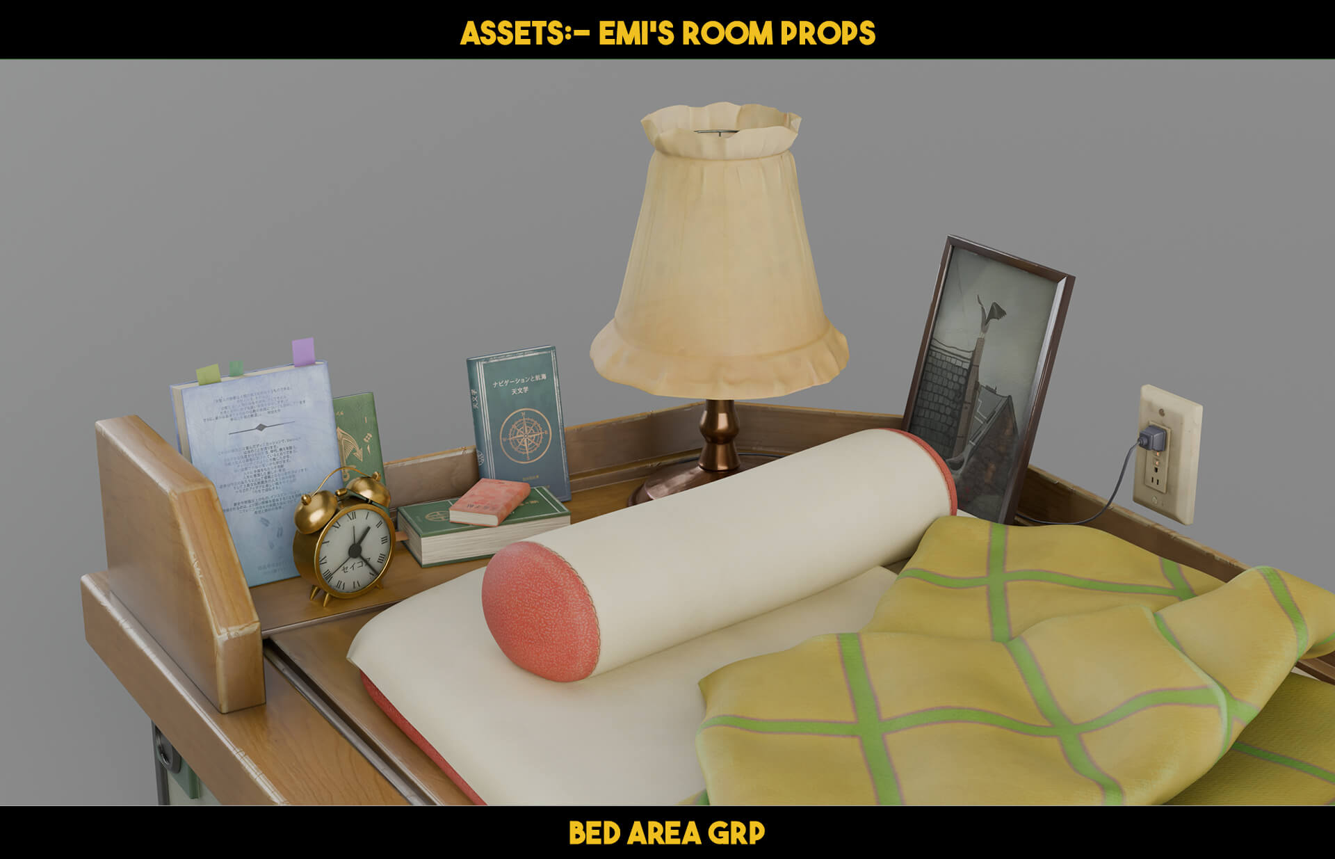 Emi's Room - Bed Area Props 3D Model by redrust