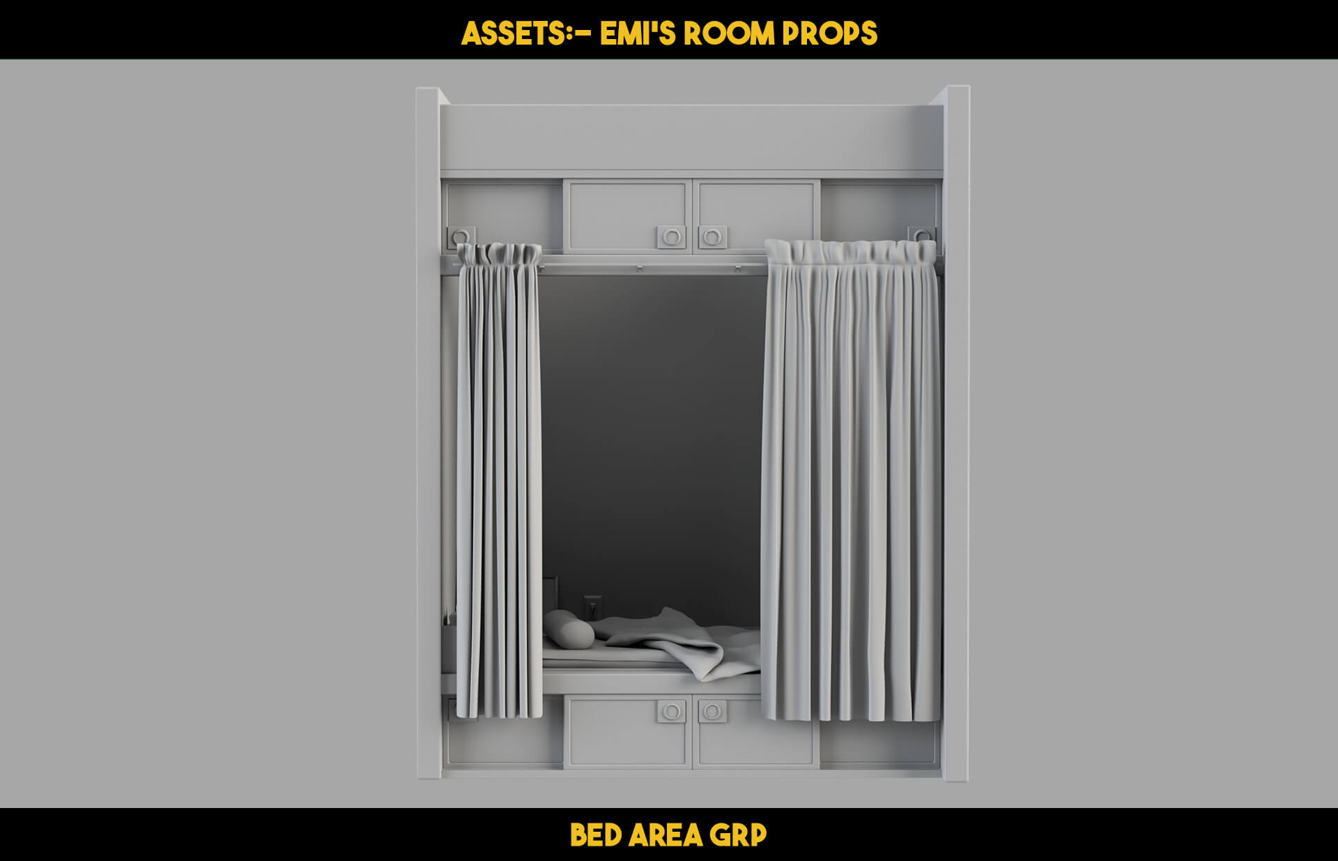 Emi's Room - Bed Area Props 3D Model by redrust