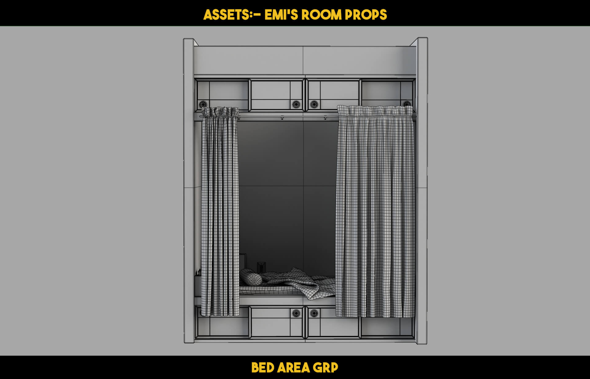 Emi's Room - Bed Area Props 3D Model by redrust