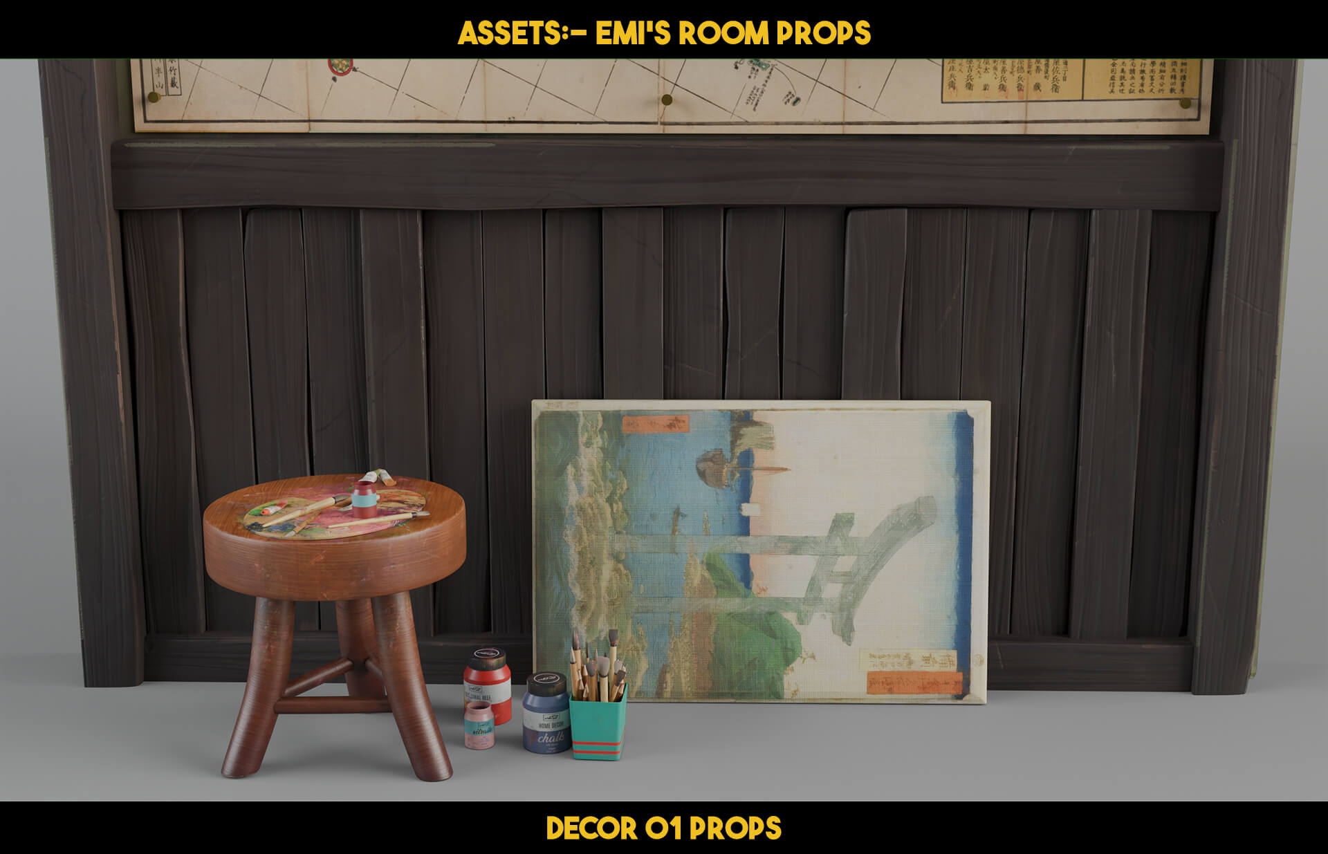 Emi's Room - Decor 01 Props 3D Model by redrust