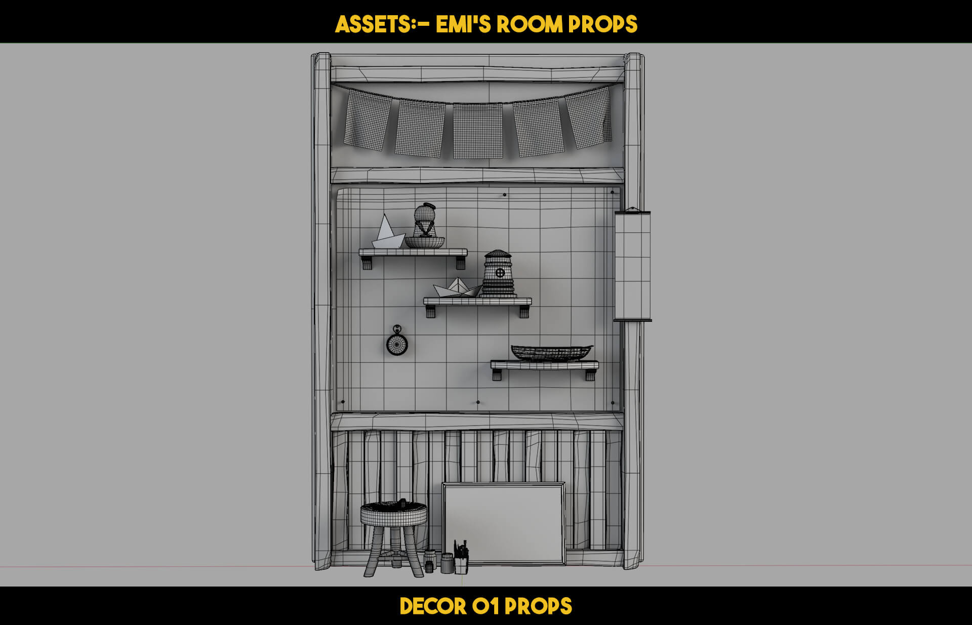 Emi's Room - Decor 01 Props 3D Model by redrust