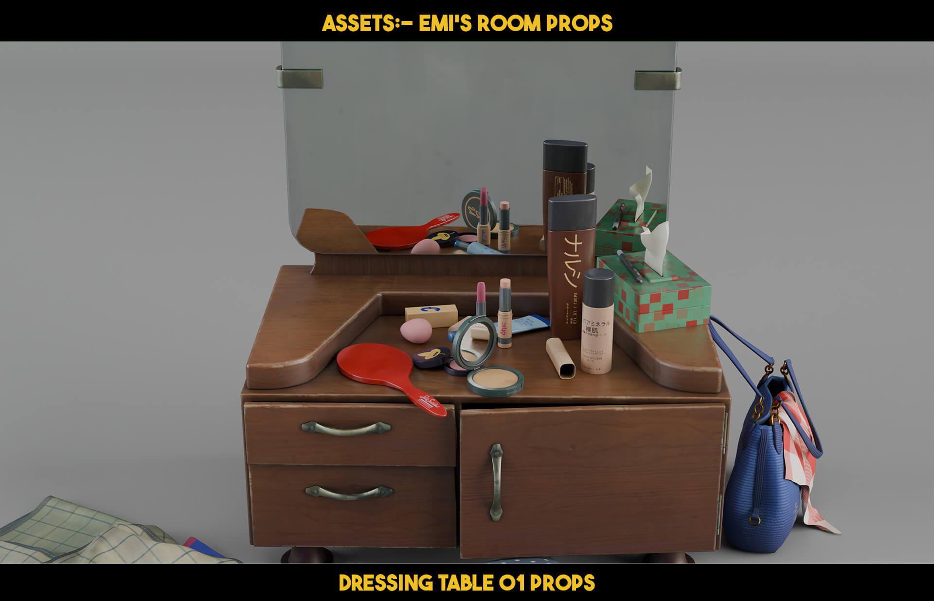 Emi's Room - Dressing Table 01 Props 3D Model by redrust