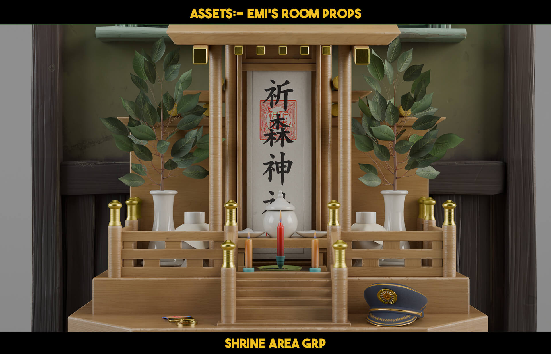 Emi's Room - Shrine Area Props 3D Model by redrust