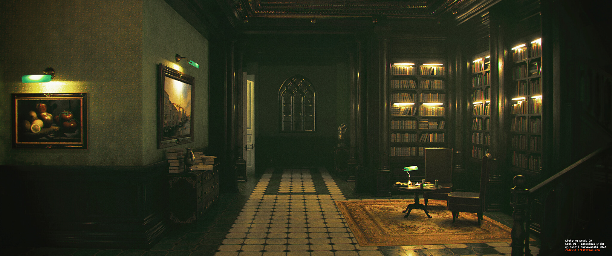 LS 09 THE GOTHIC LIBRARY 3D Render, Digital Art by redrust