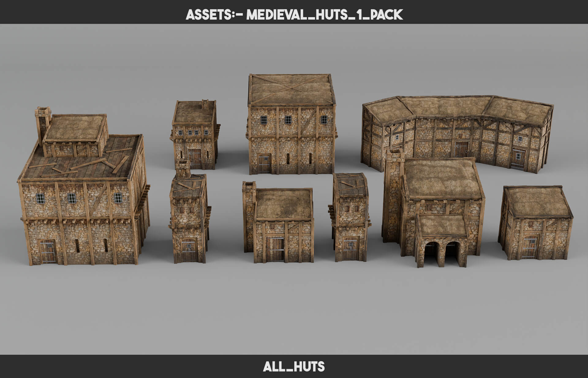 Medieval Huts 1 Pack - 3D Model by redrust