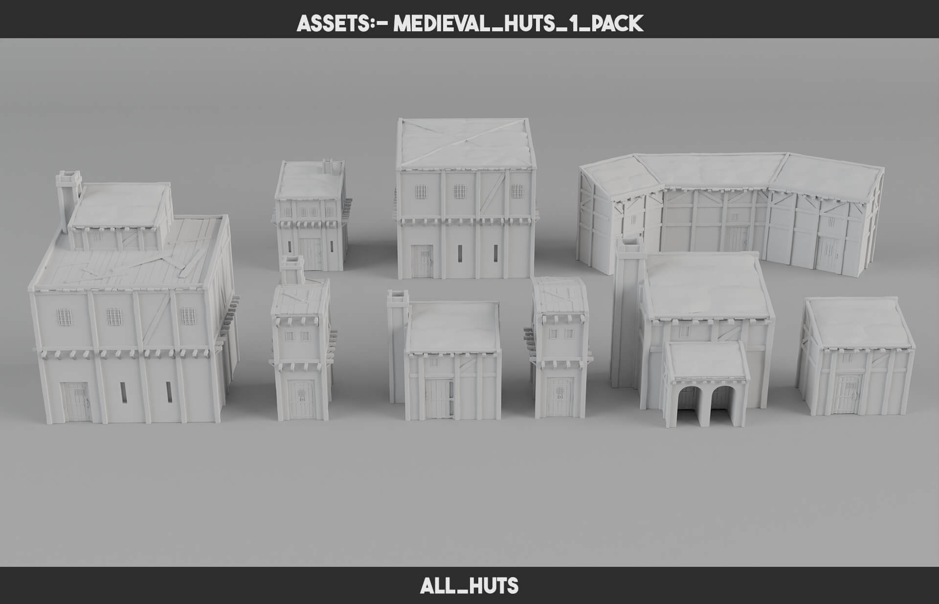 Medieval Huts 1 Pack - 3D Model by redrust