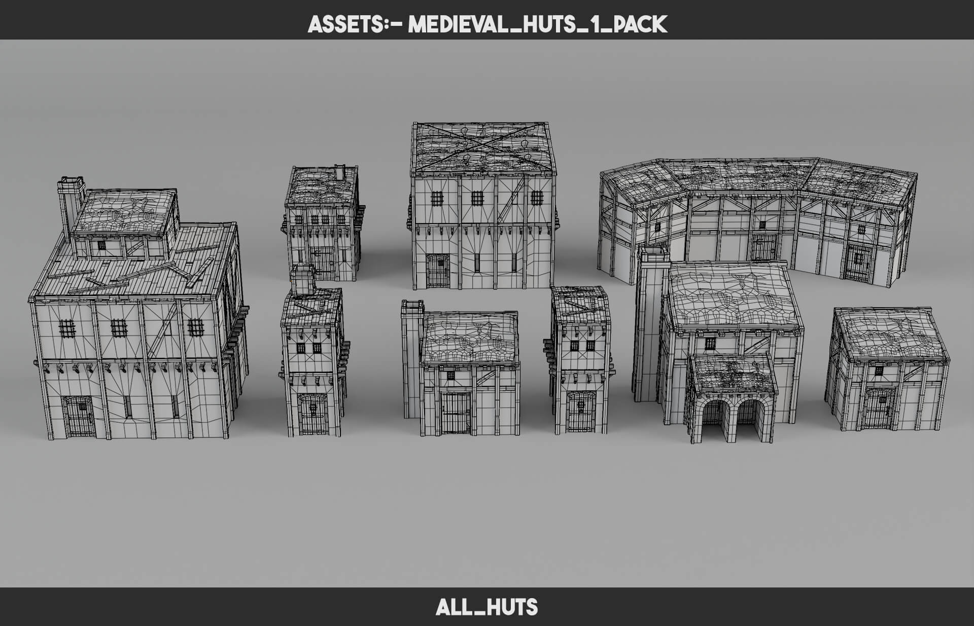 Medieval Huts 1 Pack - 3D Model by redrust