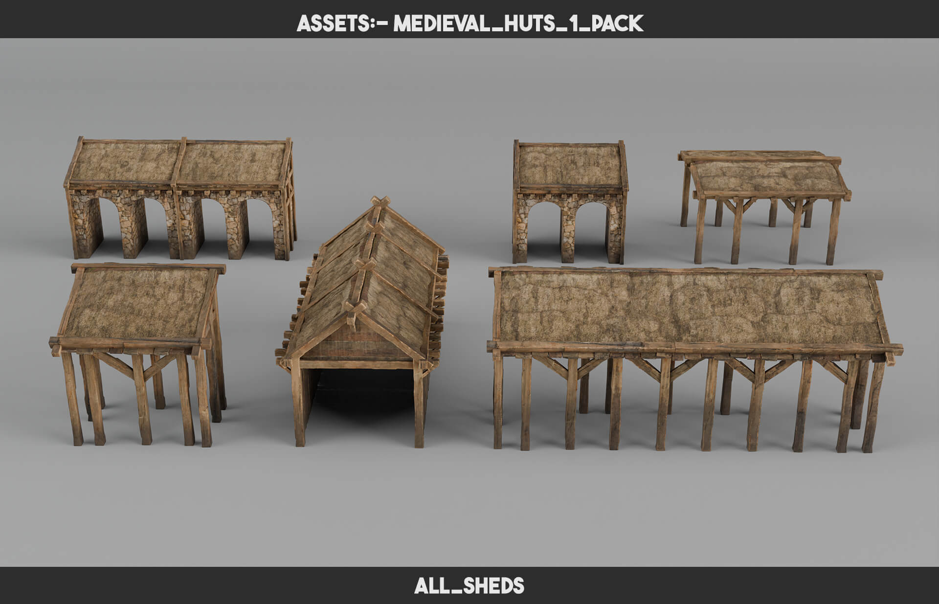 Medieval Huts 1 Pack - 3D Model by redrust
