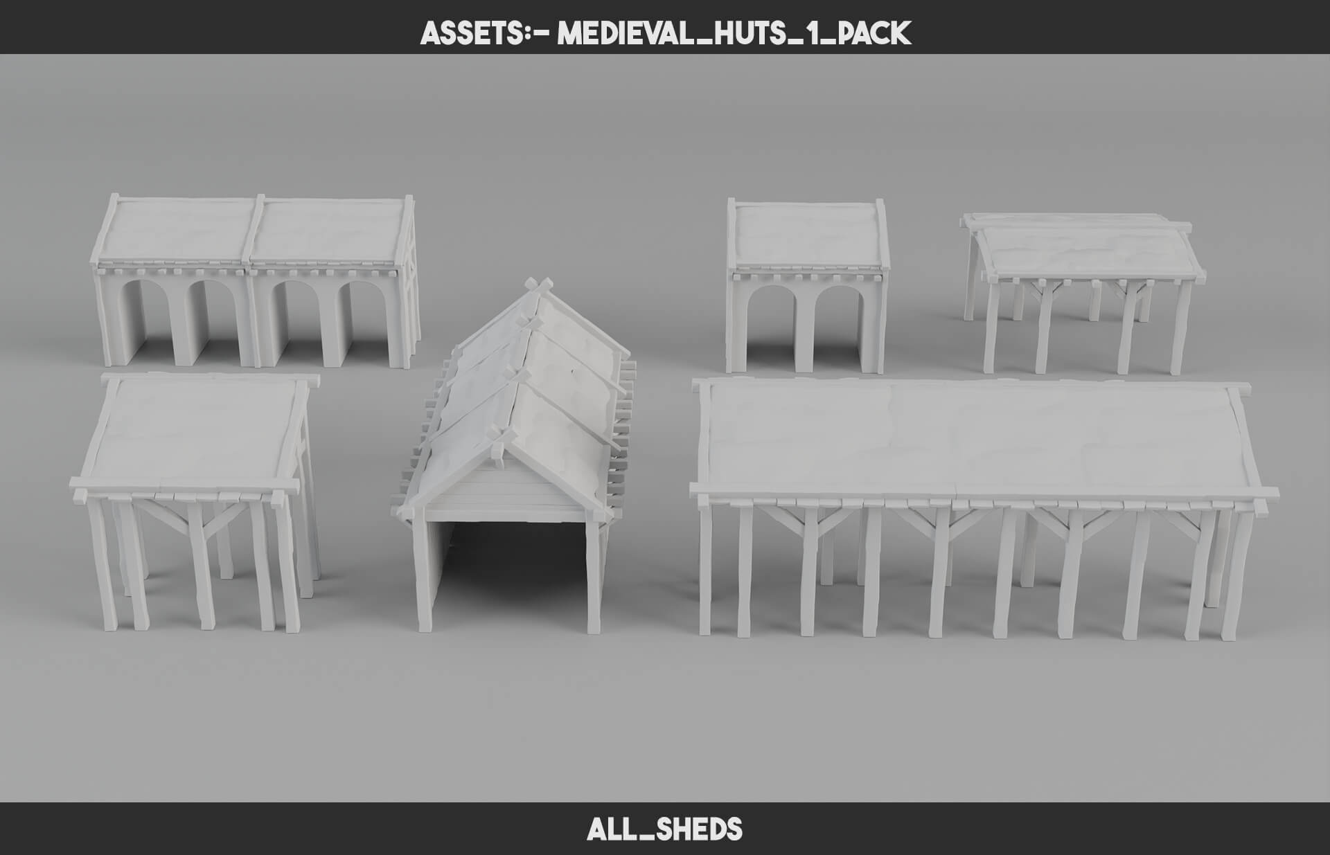 Medieval Huts 1 Pack - 3D Model by redrust