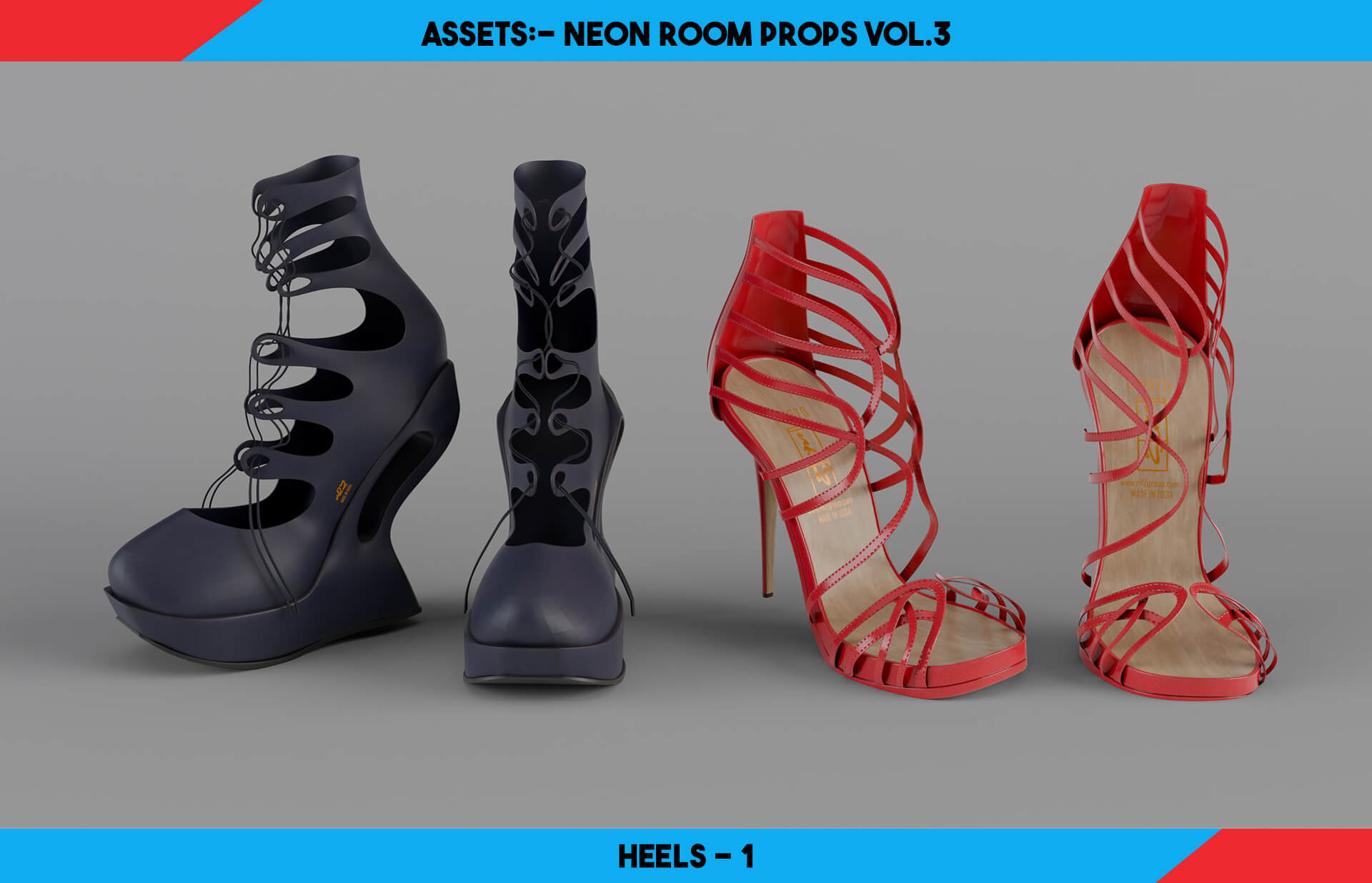 Neon Room Props - Vol 3 3D Model by redrust