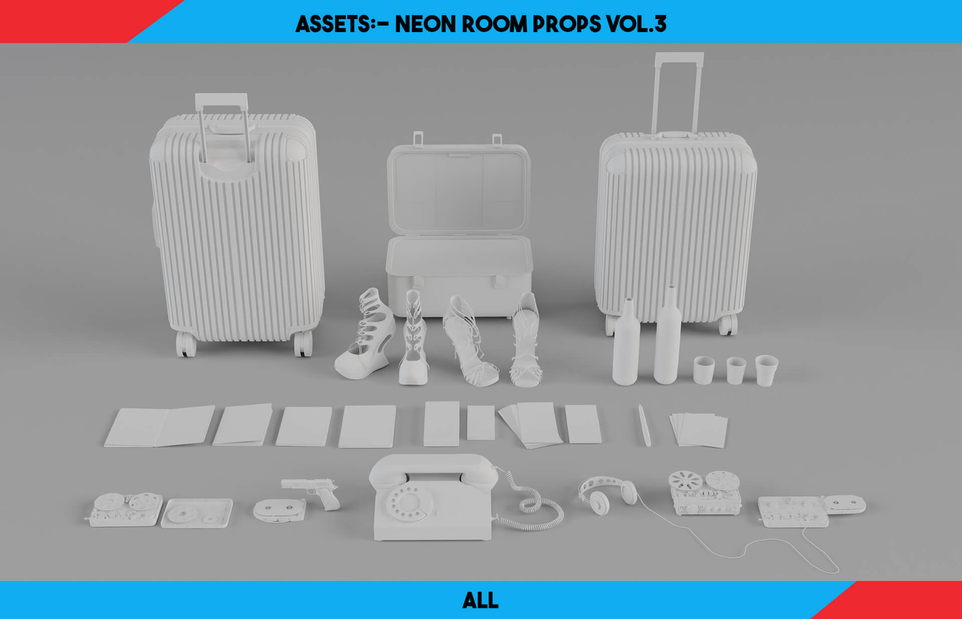 Neon Room Props - Vol 3 3D Model by redrust
