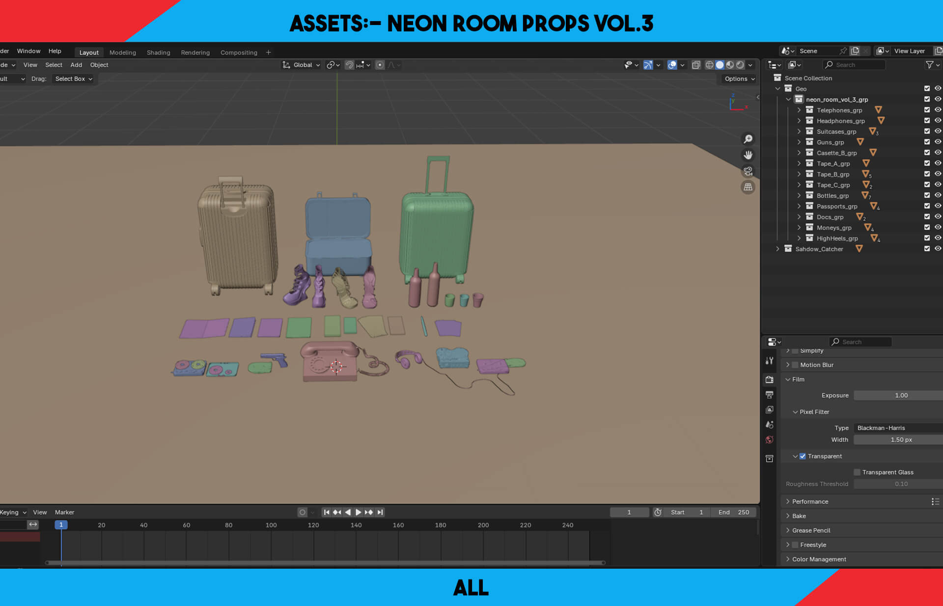 Neon Room Props - Vol 3 3D Model by redrust