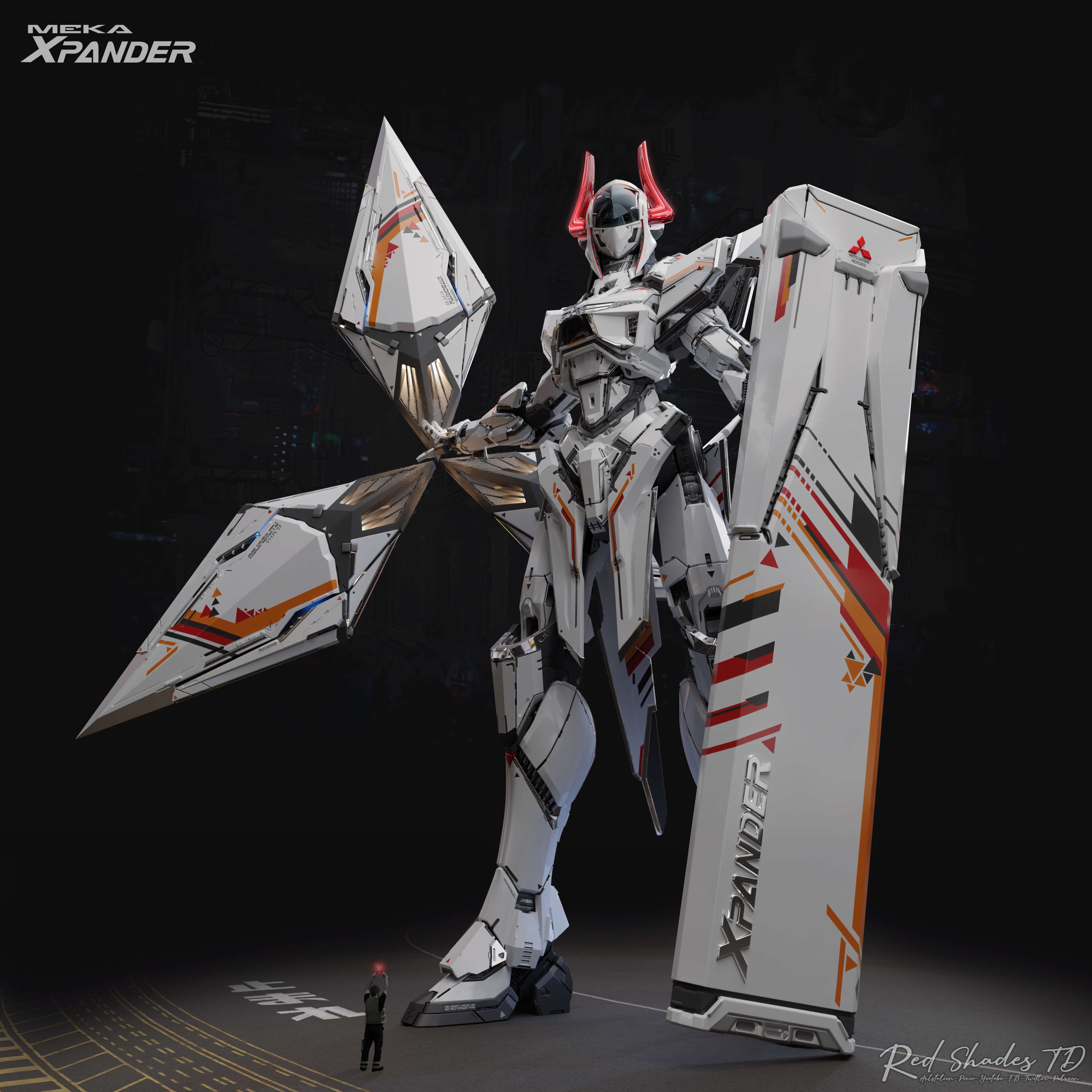 Mecha Xpander 3D Render, Digital Art by RedshadesTD