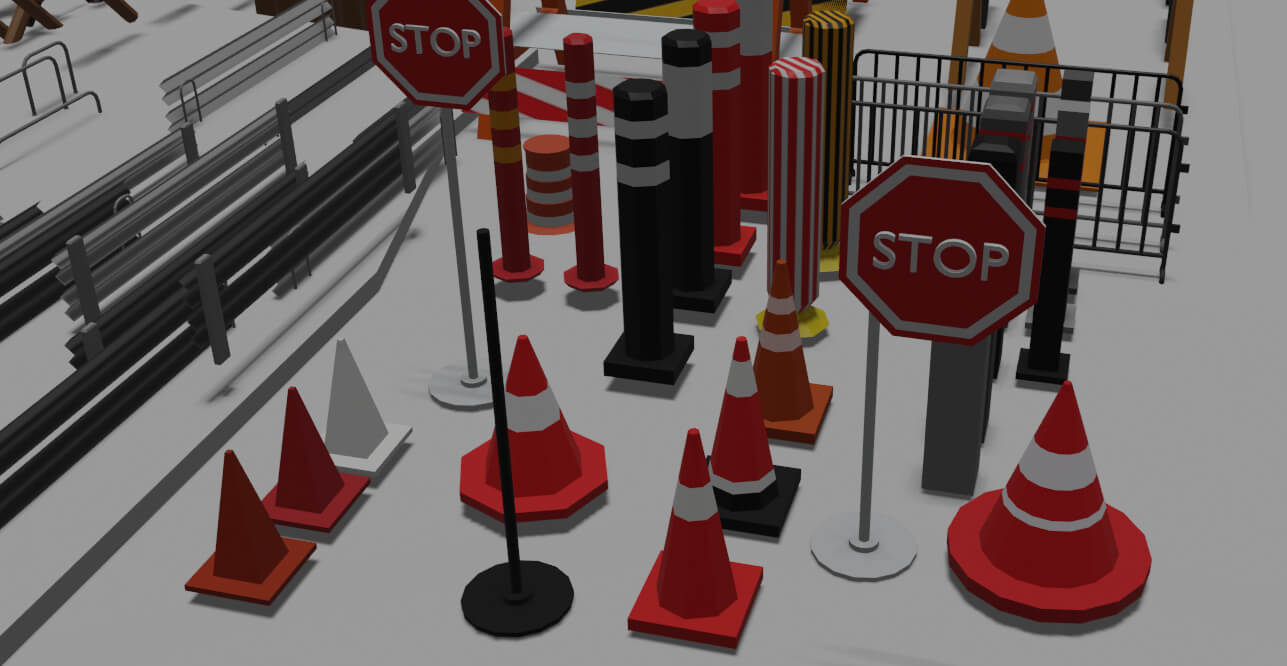 Ultimate Low Poly Barrier & Fences Pack – 250+ Mod - 3D Model by RehanDev