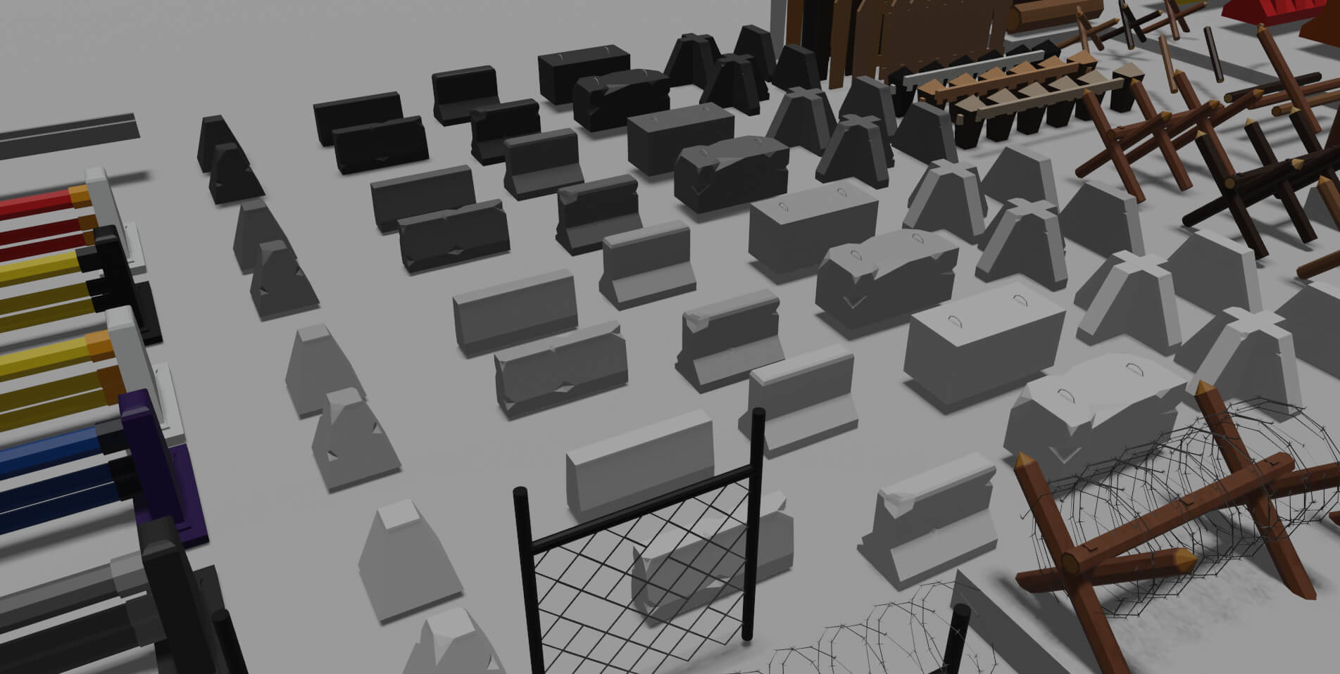 Ultimate Low Poly Barrier & Fences Pack – 250+ Mod - 3D Model by RehanDev