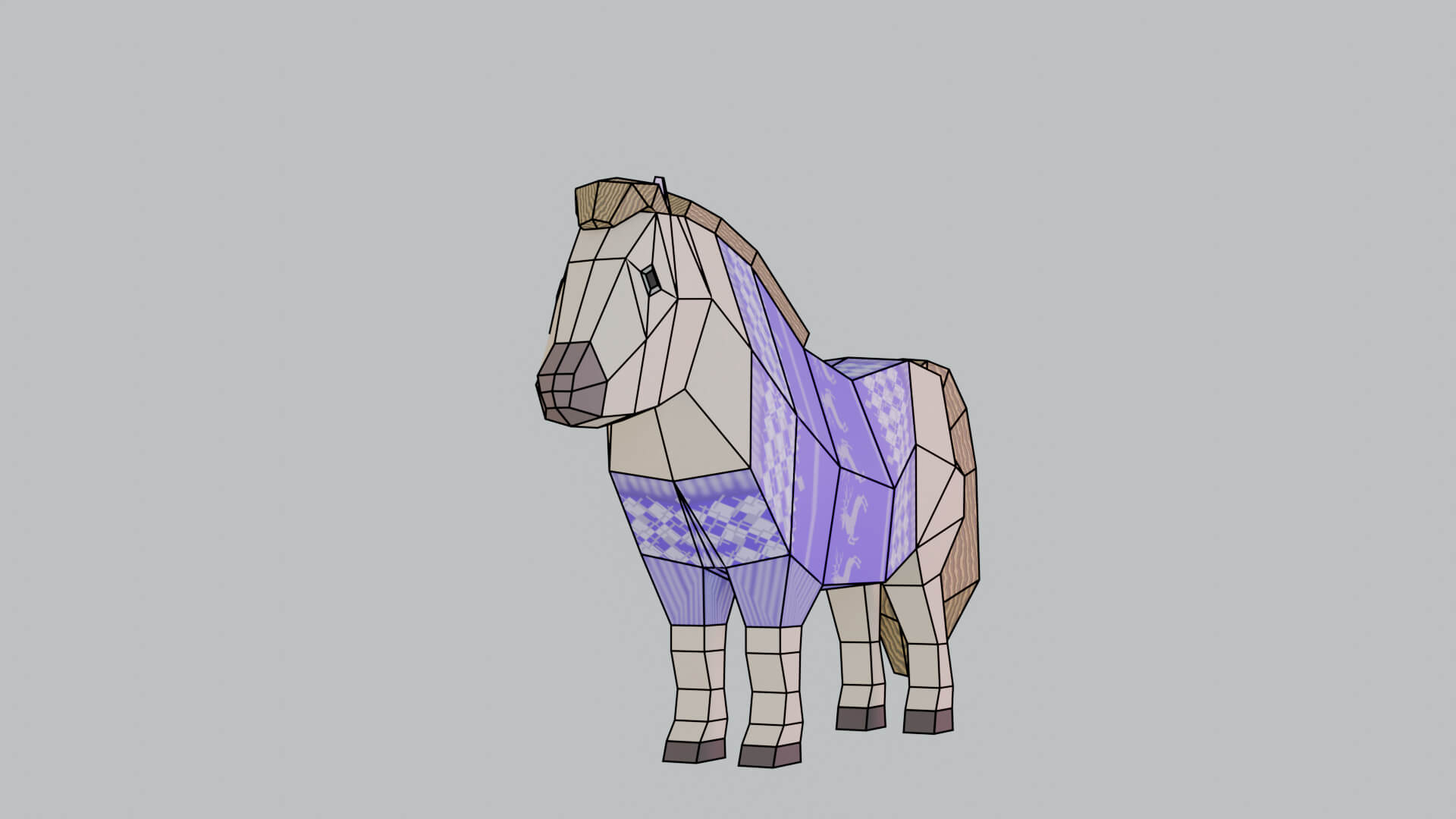 Set of Low Poly Ponies With Sweaters - 3D Model by renatay