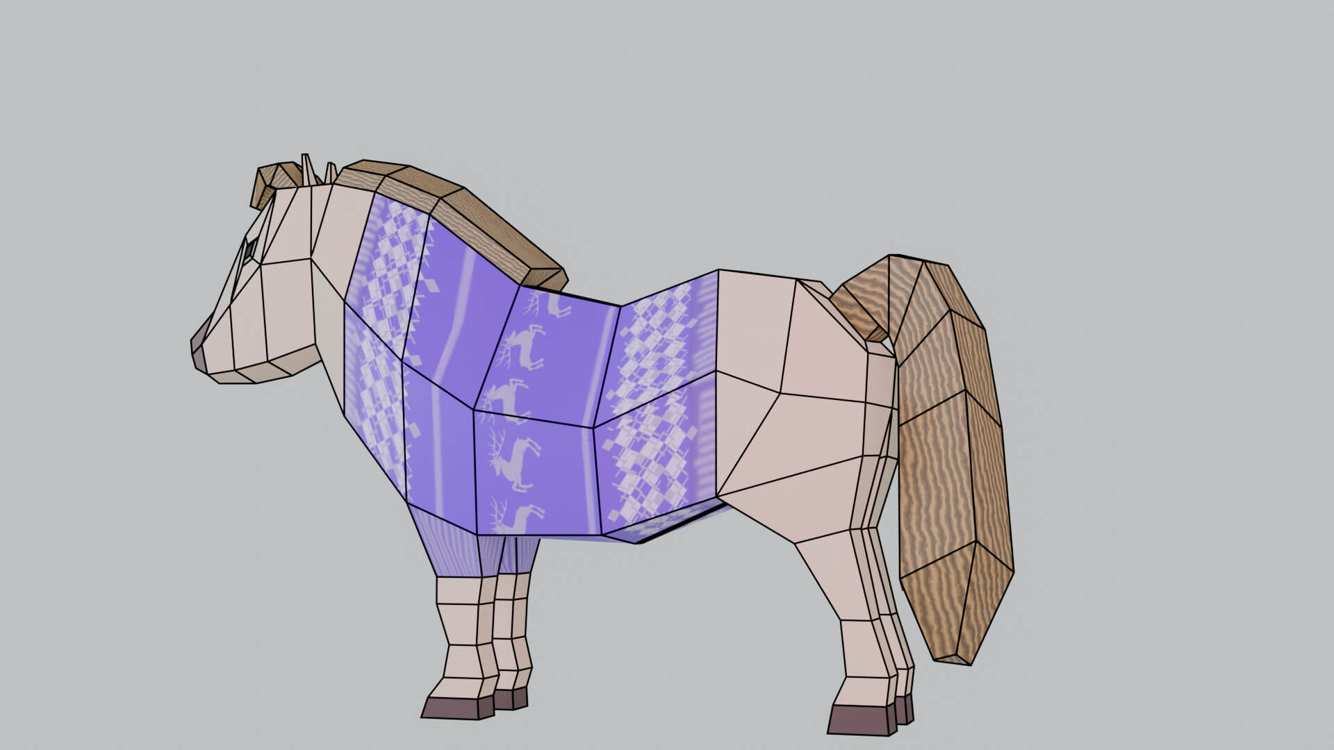 Set of Low Poly Ponies With Sweaters - 3D Model by renatay