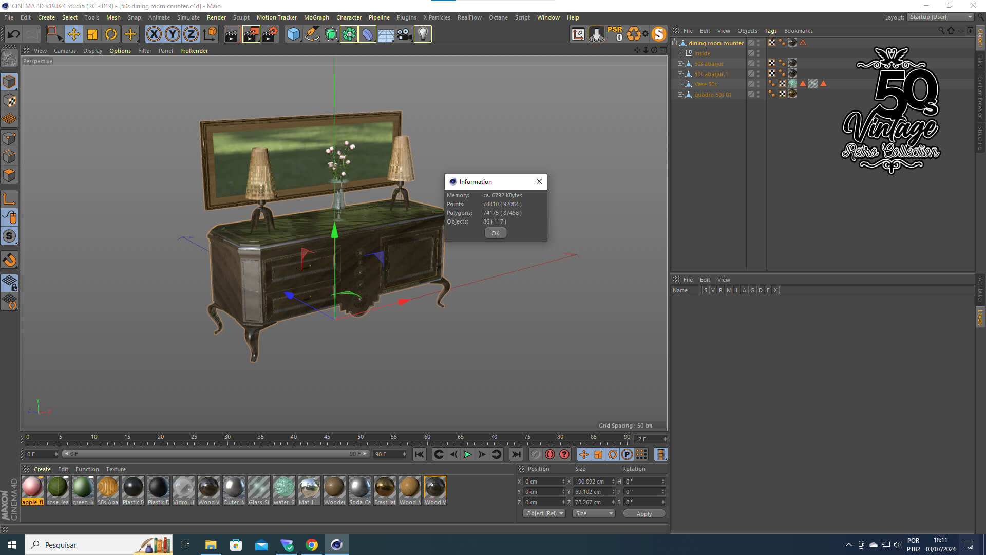 50S Dining Room Counter - 3D Model by renatodalle