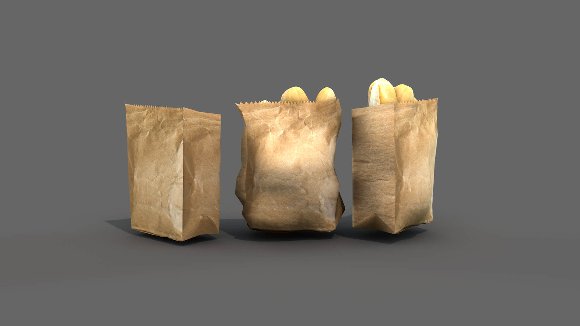 Bag With French Bread - 3D Model by renatodalle