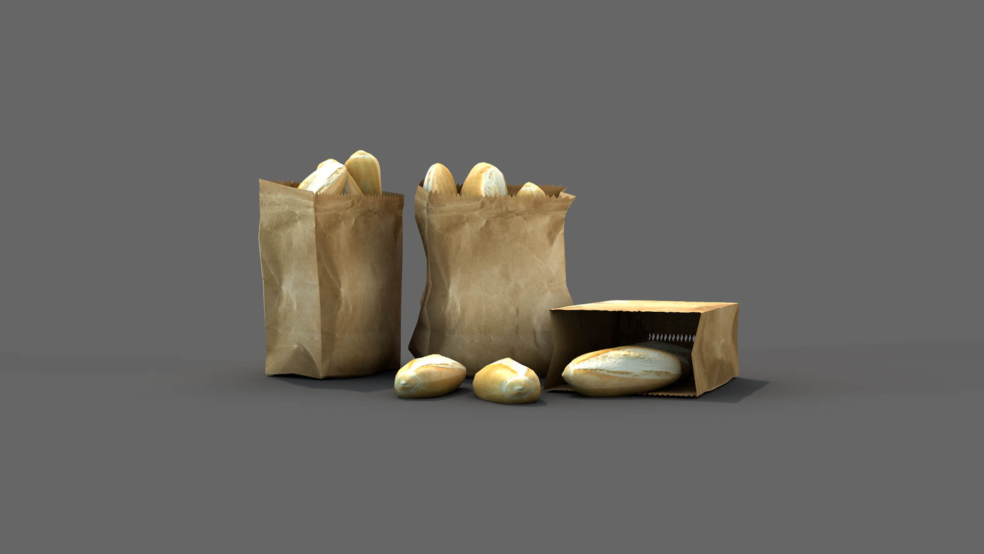 Bag With French Bread - 3D Model by renatodalle