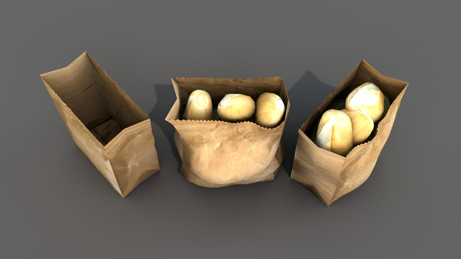 Bag With French Bread - 3D Model by renatodalle