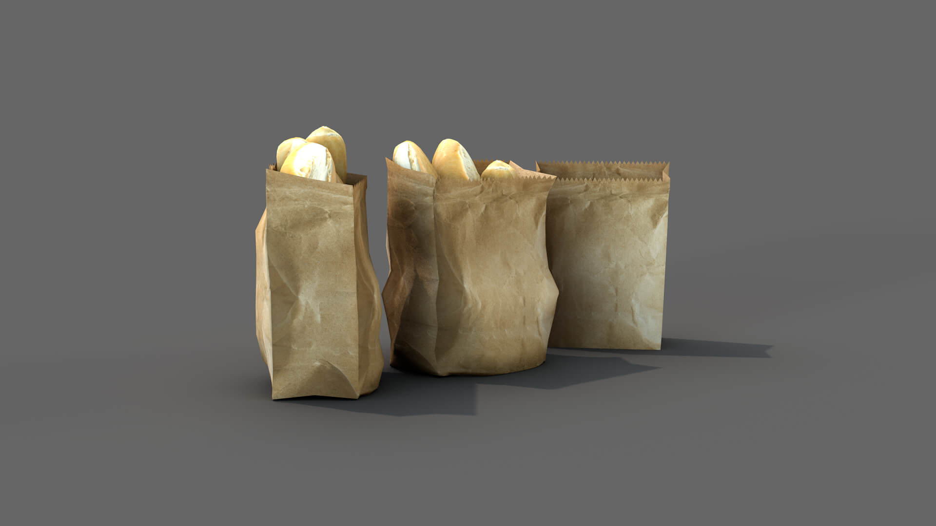 Bag With French Bread - 3D Model by renatodalle