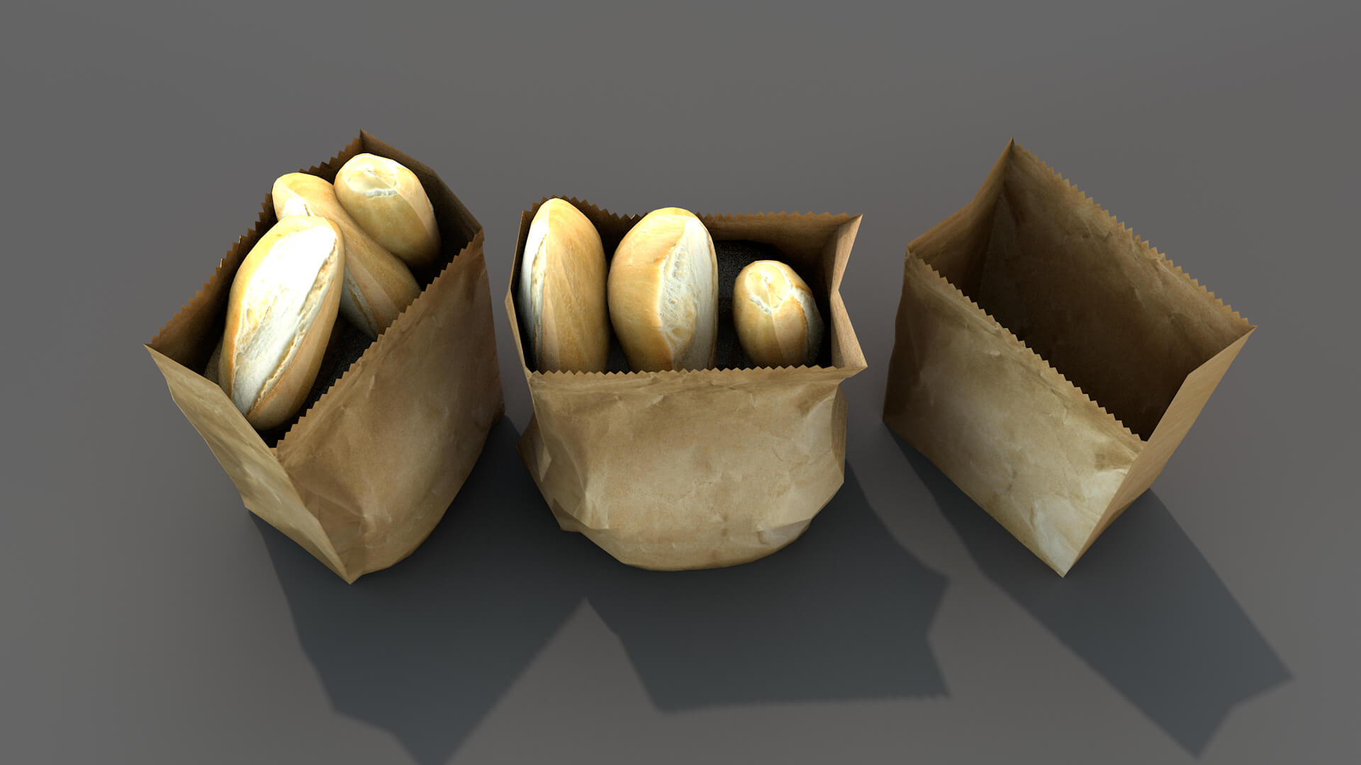 Bag With French Bread - 3D Model by renatodalle