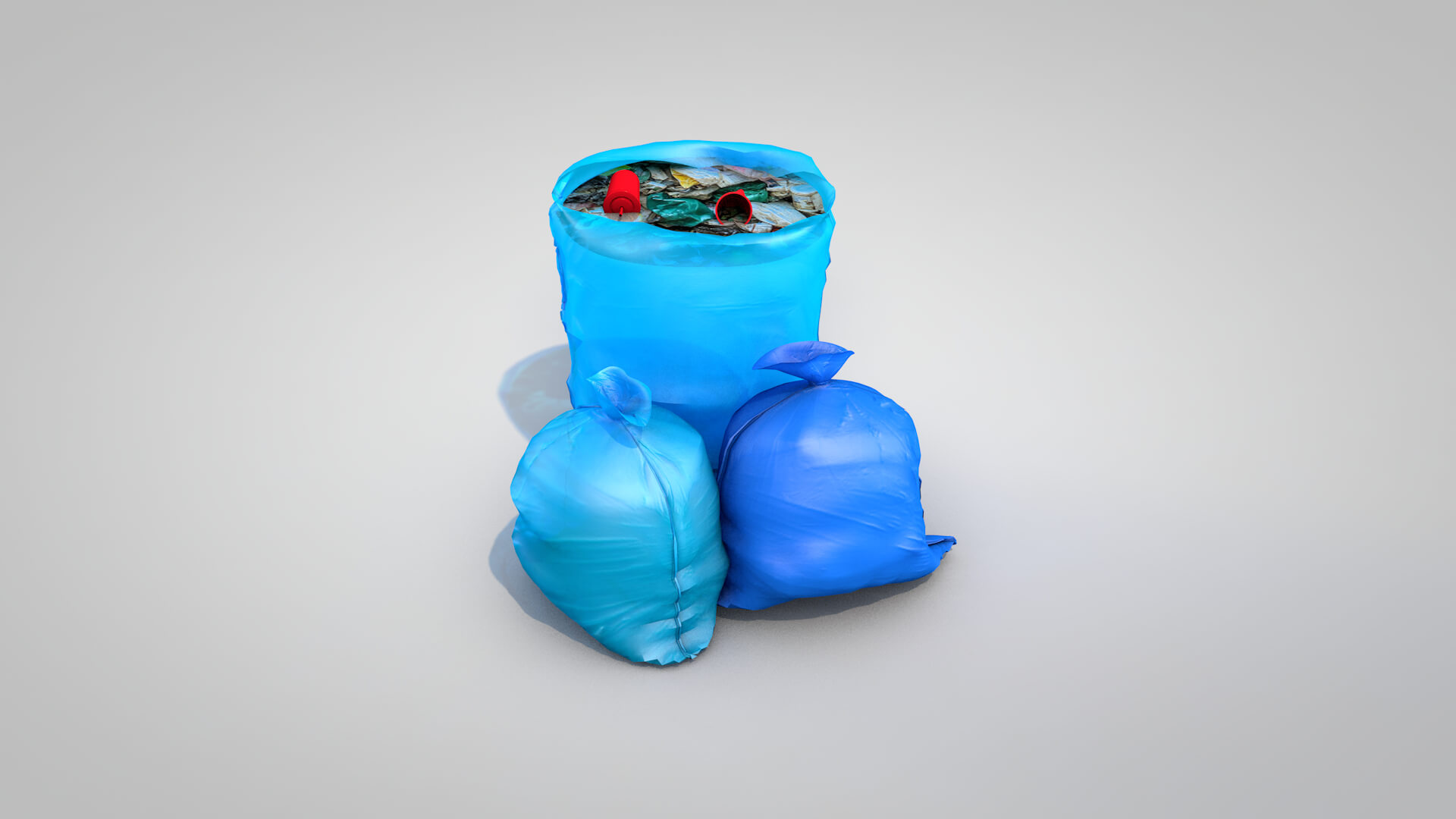 Blue Garbage Bags - 3D Model by renatodalle