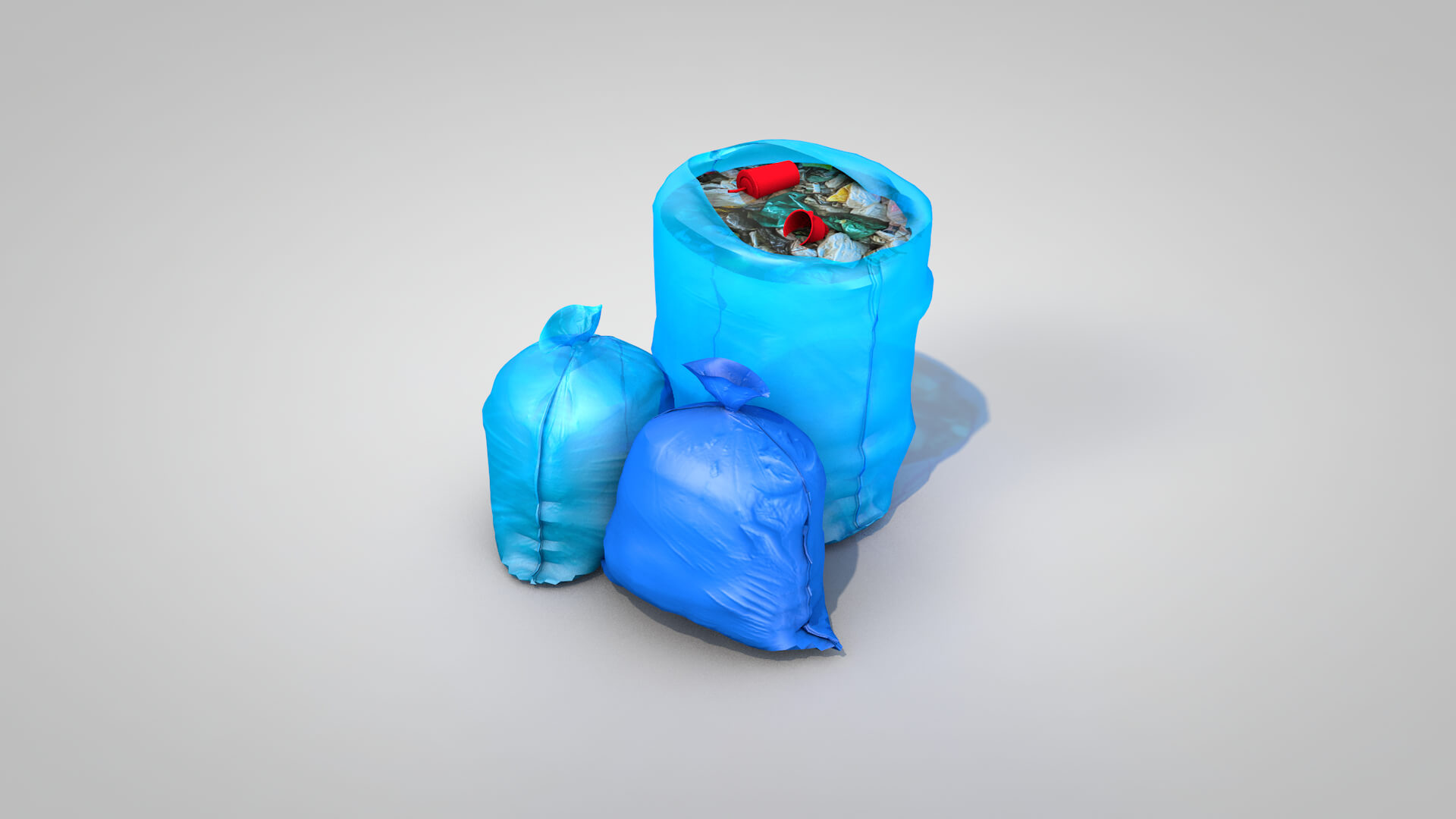 Blue Garbage Bags - 3D Model by renatodalle