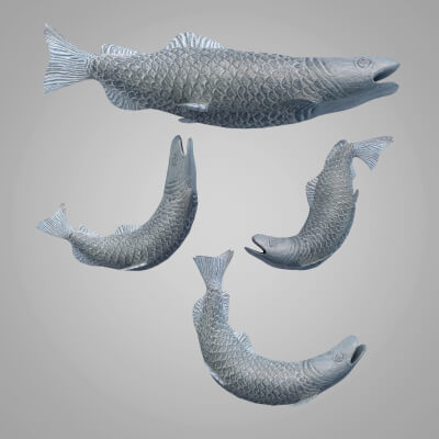 Bronze Fish Statues - 3D Model by renatodalle
