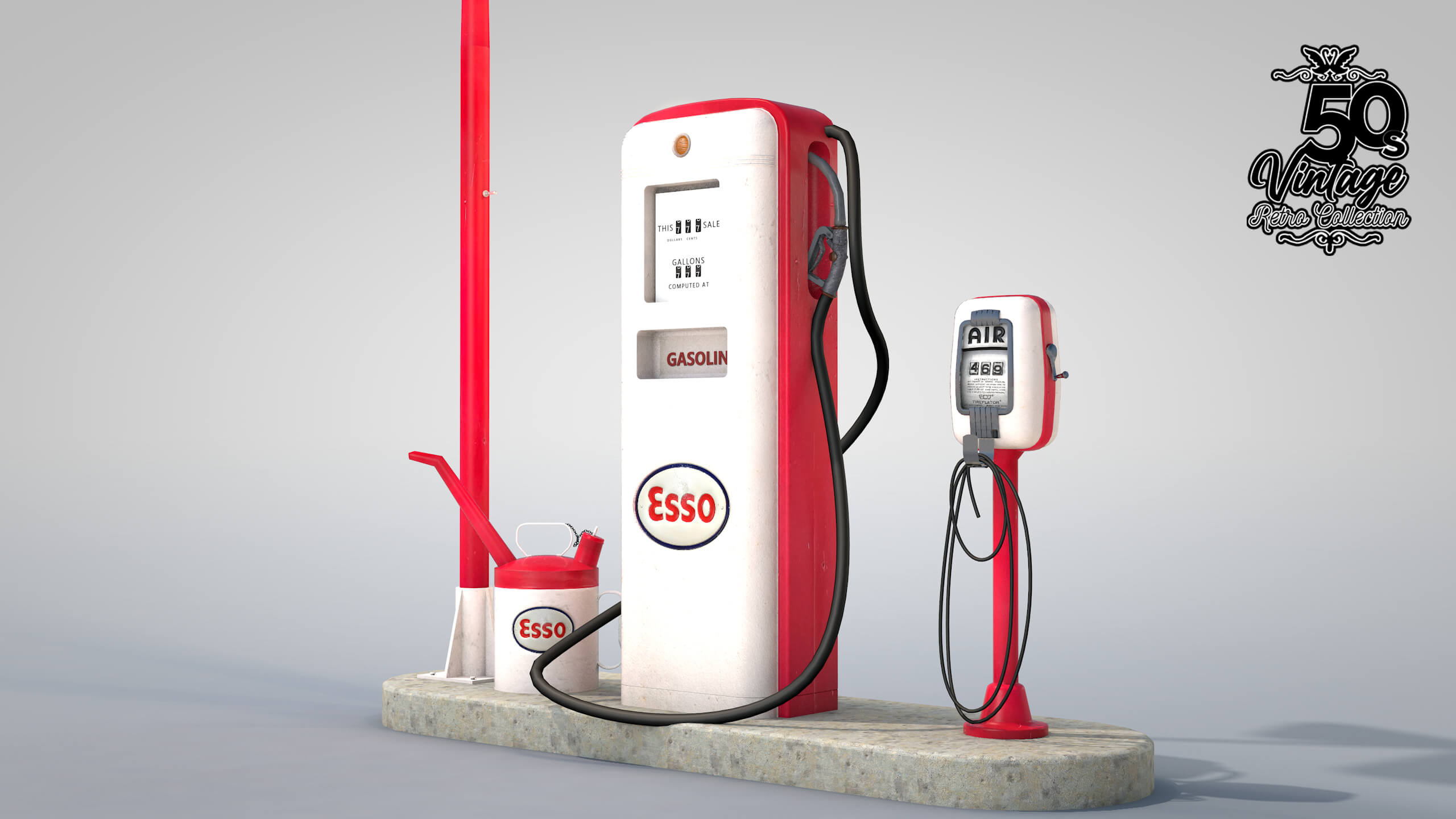 Building - Gas Pump Esso 50S 3D Model by renatodalle