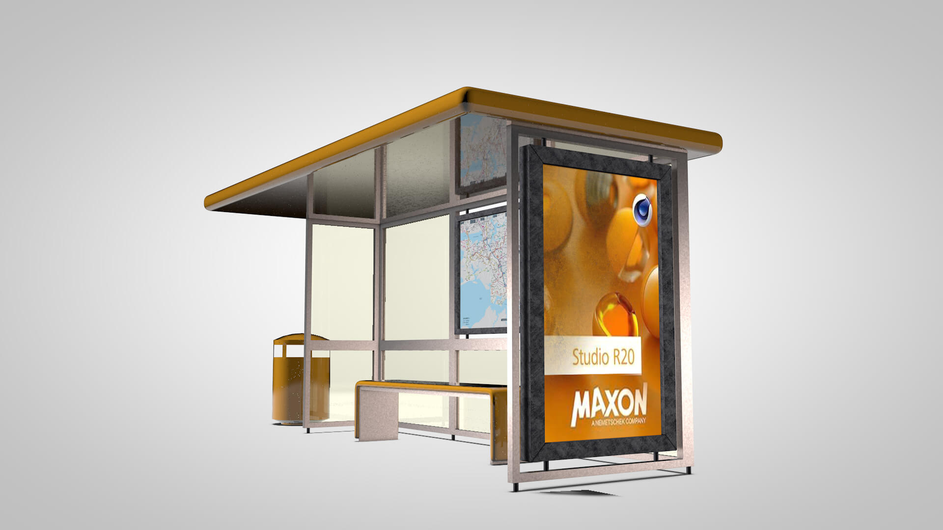 Urban Bus Stop - 3D Model by renatodalle
