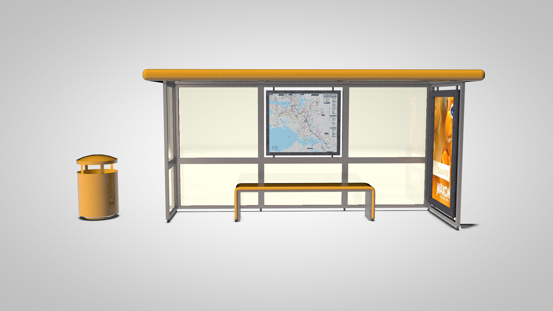 Urban Bus Stop - 3D Model by renatodalle