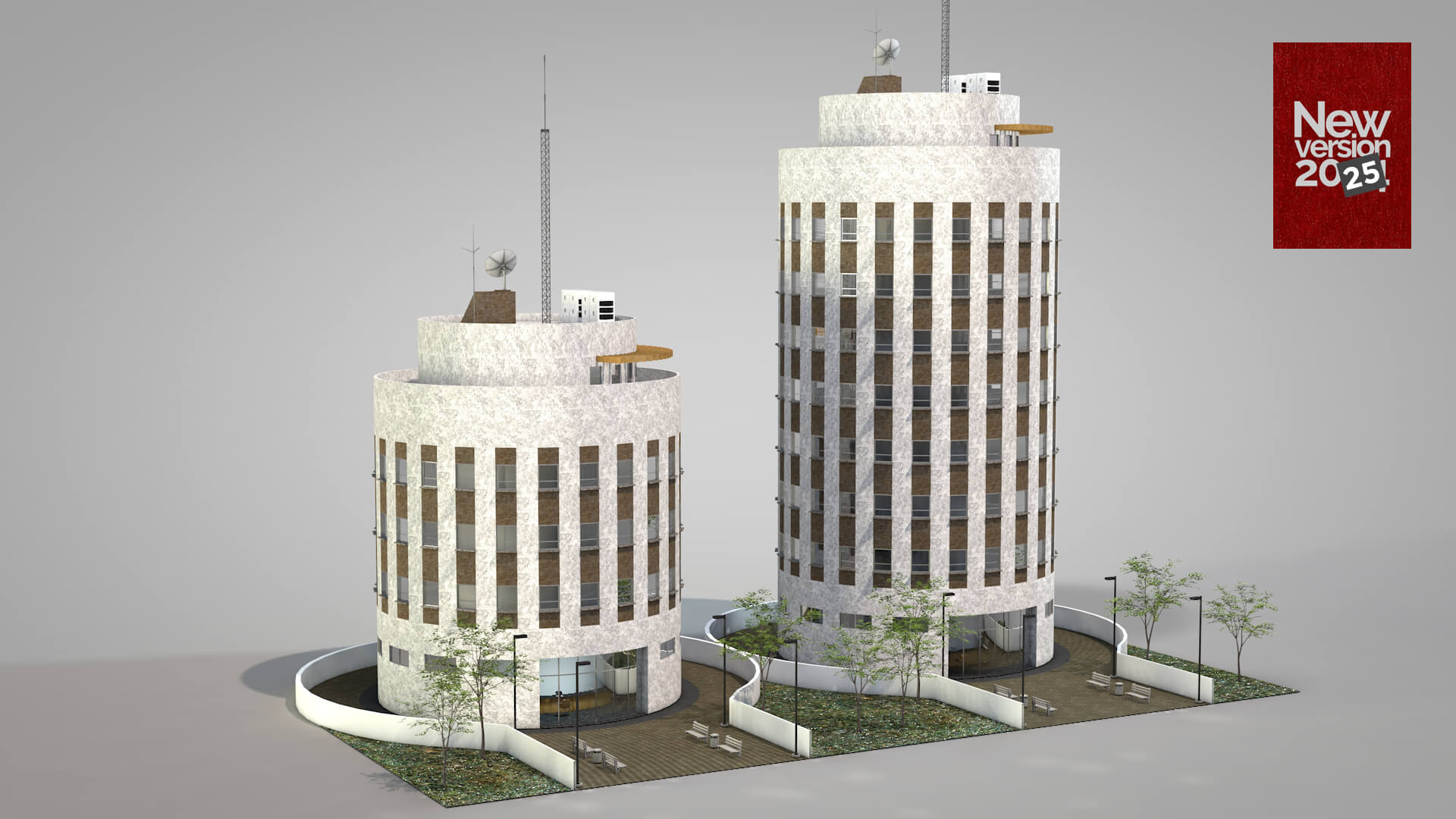 Commercial Cylindrical Building - 3D Model by renatodalle