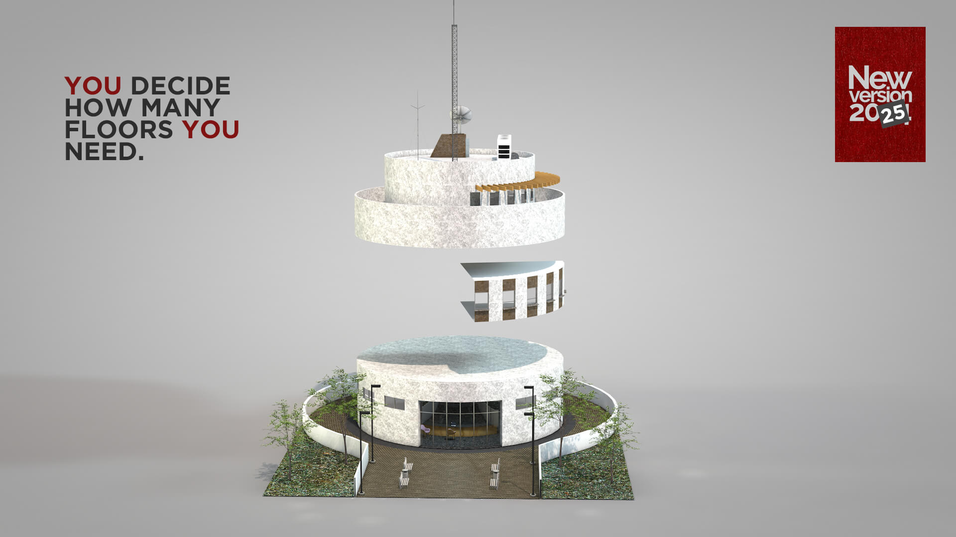 Commercial Cylindrical Building - 3D Model by renatodalle