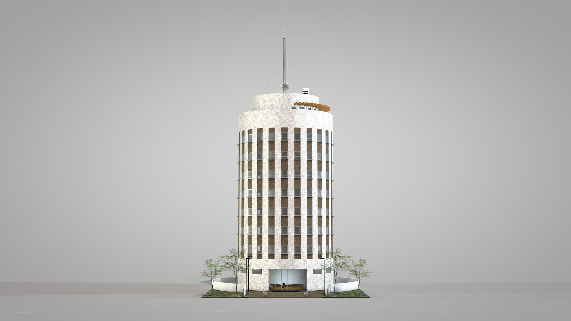 Commercial Cylindrical Building - 3D Model by renatodalle