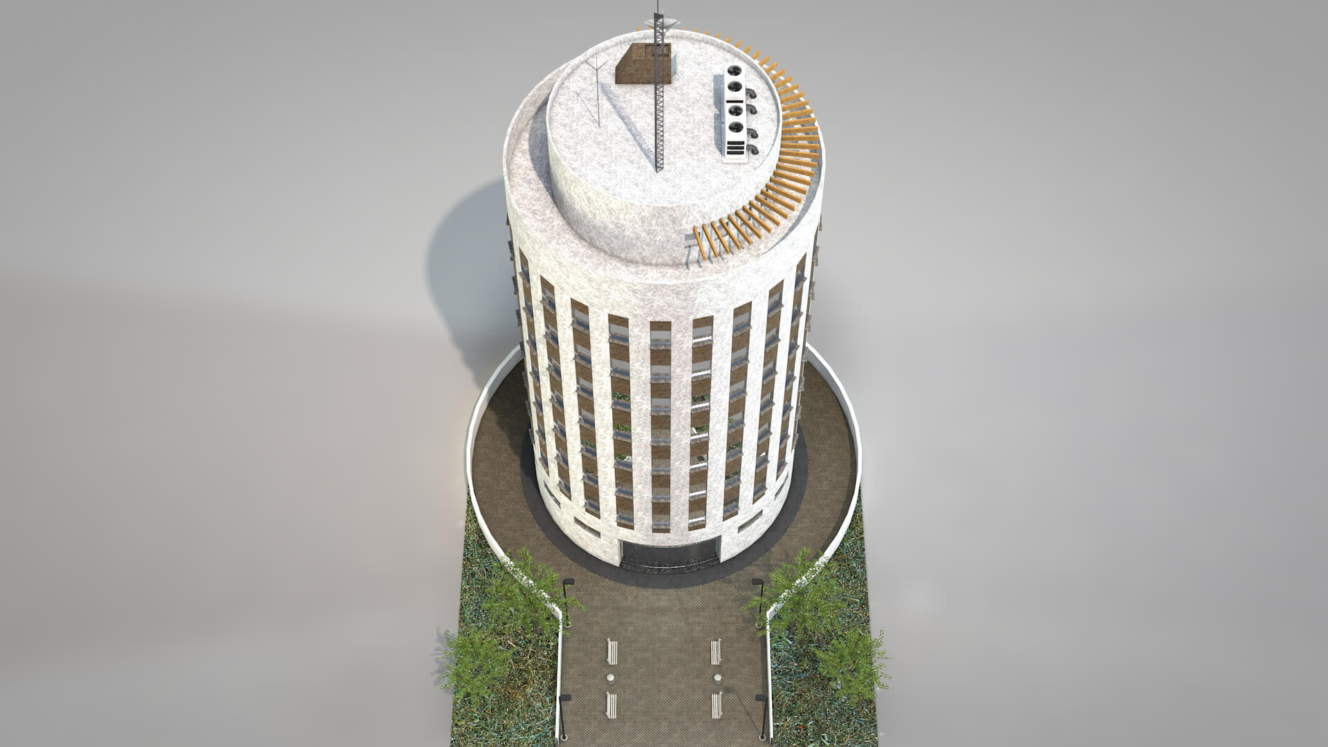 Commercial Cylindrical Building - 3D Model by renatodalle