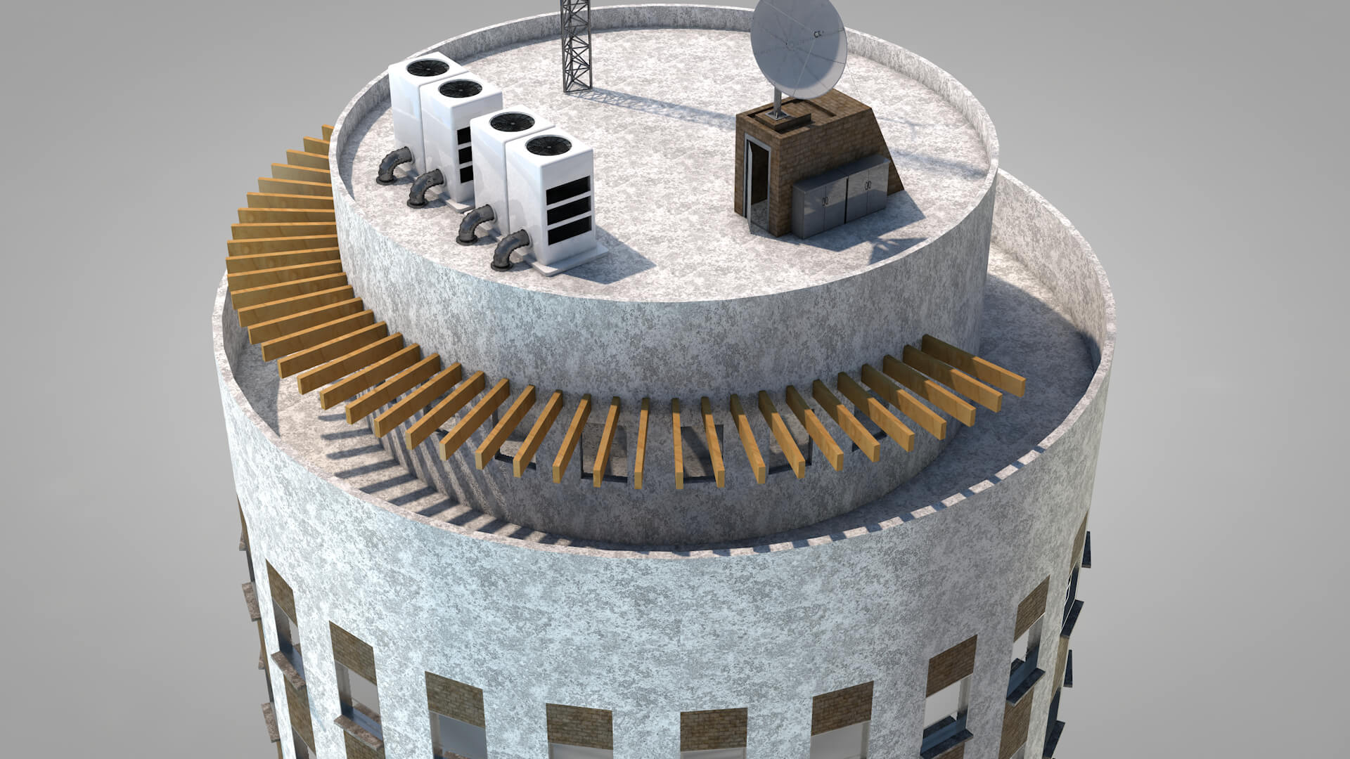 Commercial Cylindrical Building - 3D Model by renatodalle