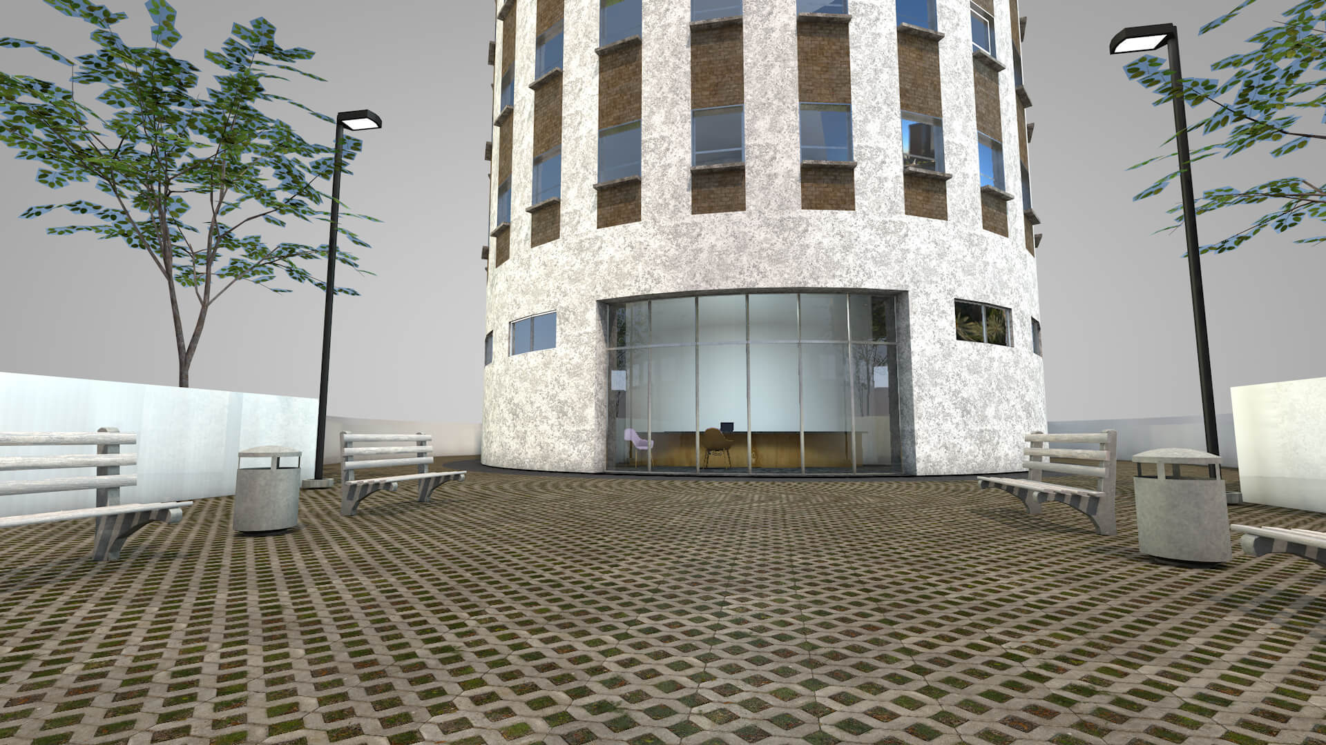 Commercial Cylindrical Building - 3D Model by renatodalle