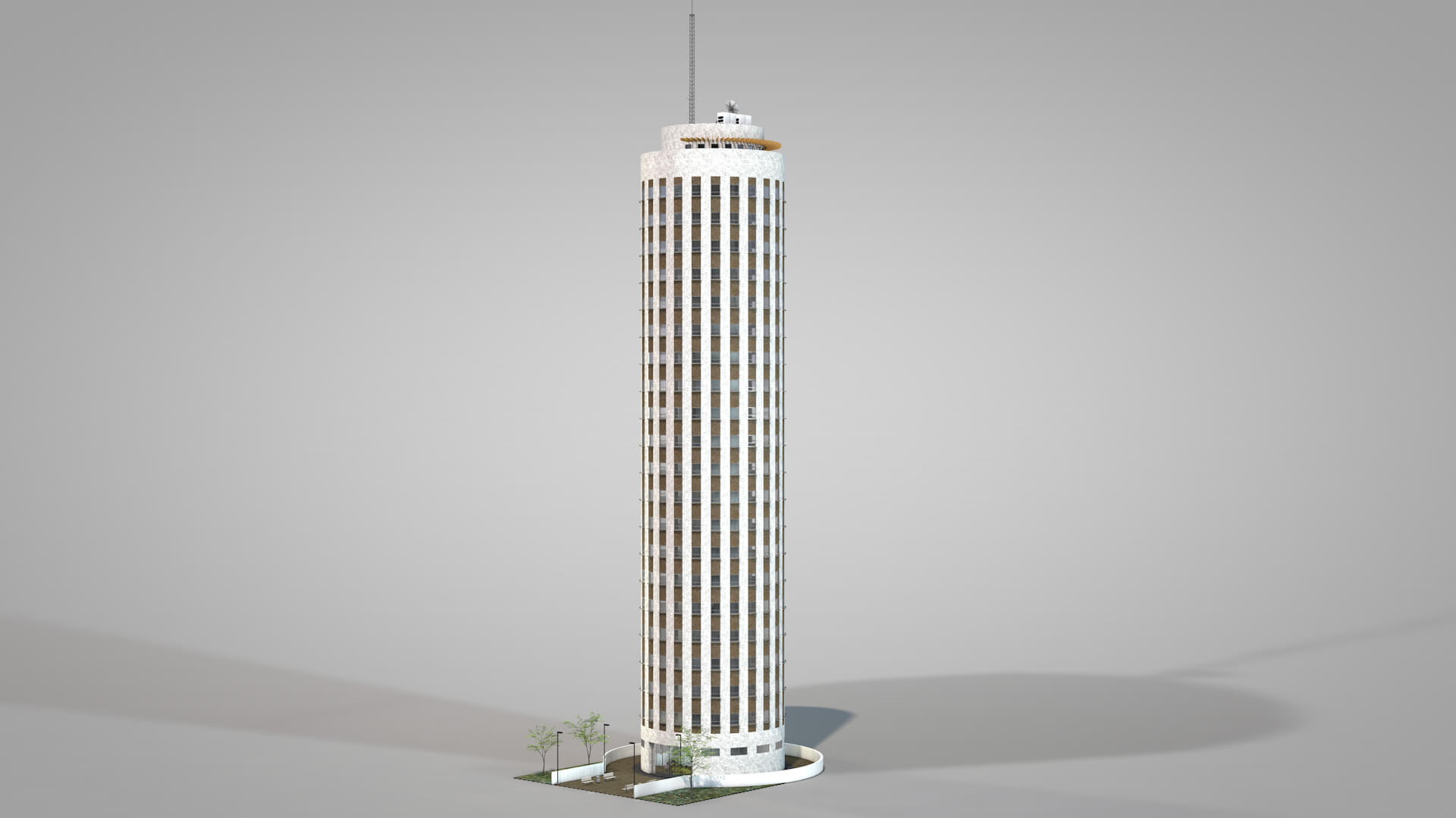 Commercial Cylindrical Building - 3D Model by renatodalle