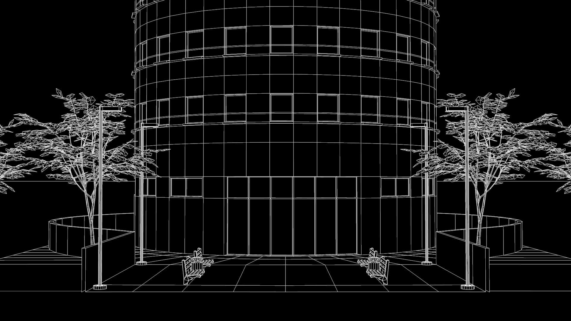 Commercial Cylindrical Building - 3D Model by renatodalle