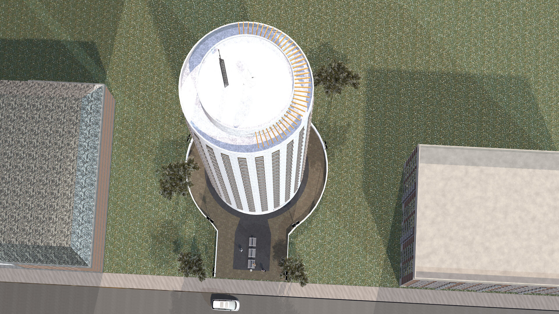 Cylindrical Building - 3D Model by renatodalle