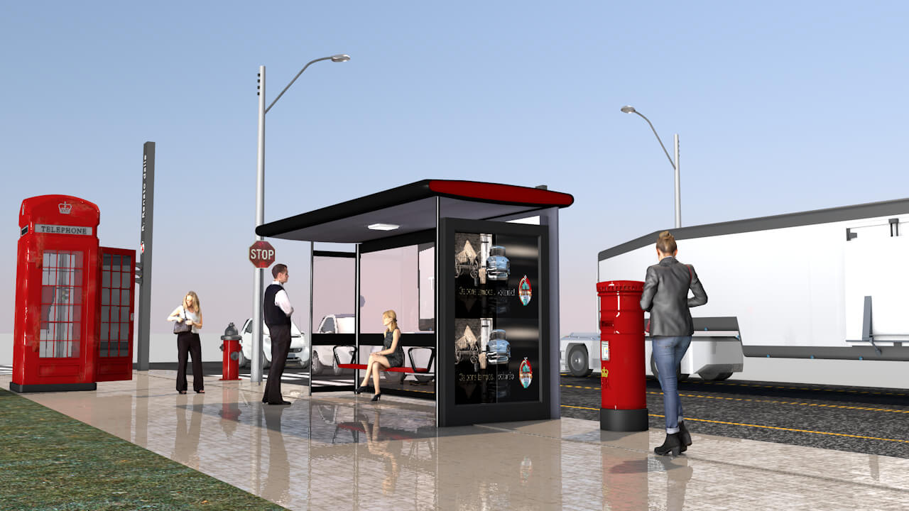English Bus Stop - 3D Model by renatodalle