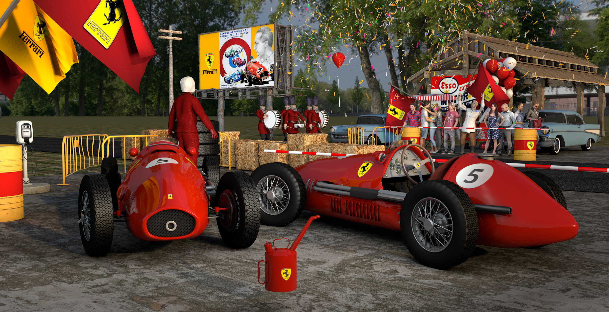 Ferrari 500 F2 1952 and Team - 3D Model by renatodalle