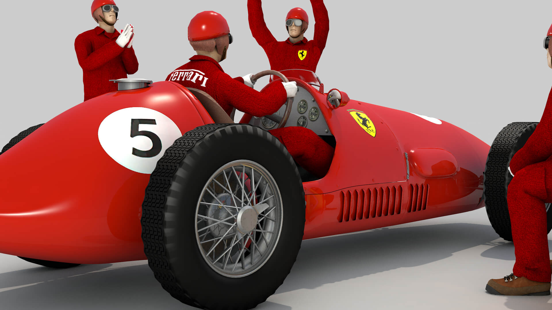 Ferrari 500 F2 1952 and Team - 3D Model by renatodalle