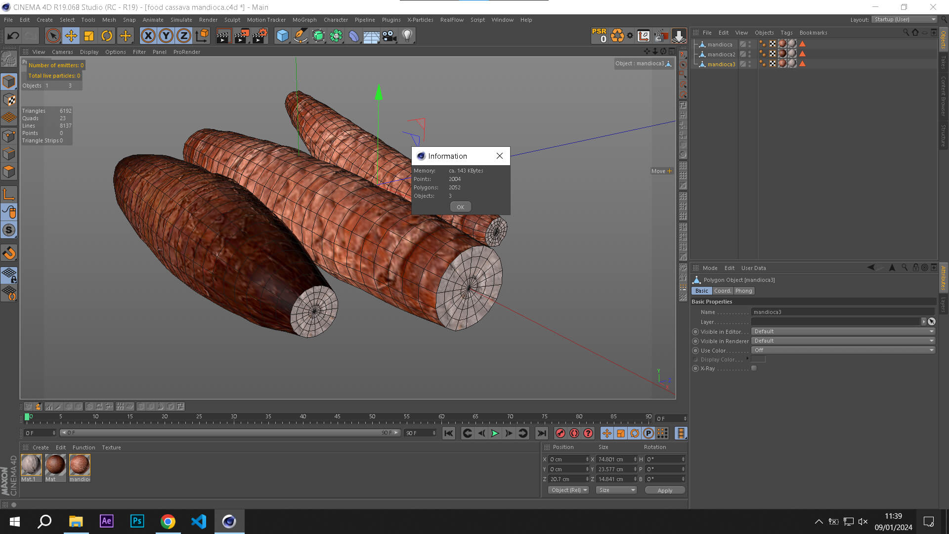 Food Cassava Mandioca - 3D Model by renatodalle