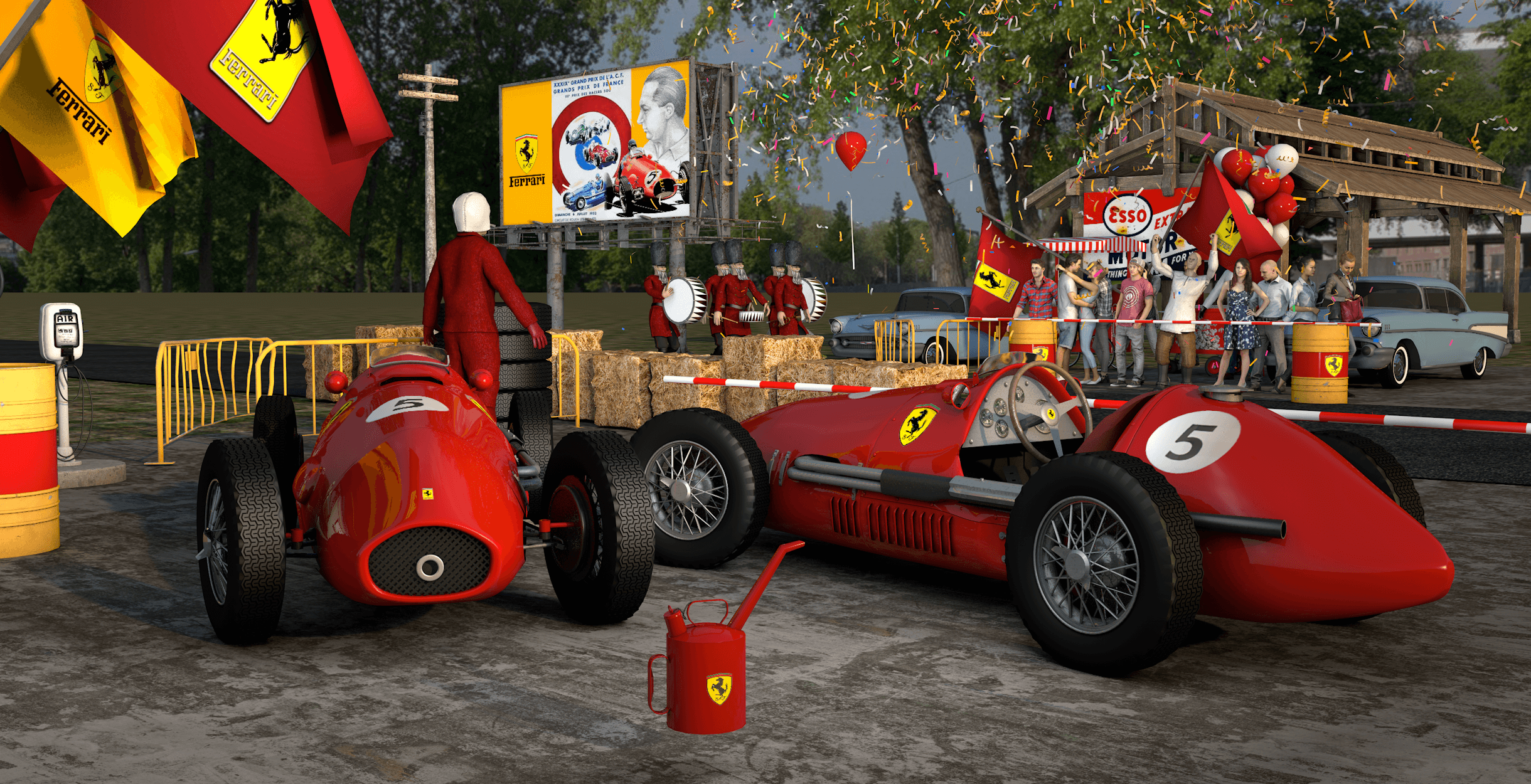 Ferrari 500 F2 1952 and tean 3D Render by renatodalle