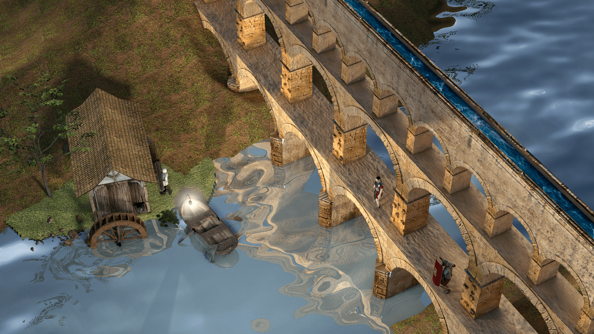 Roman Empire aqueduct. 3D Render, Digital Art by renatodalle